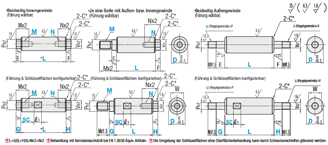 Rundstangen / rostfreier Stahl, Stahl / brüniert, vernickelt ...